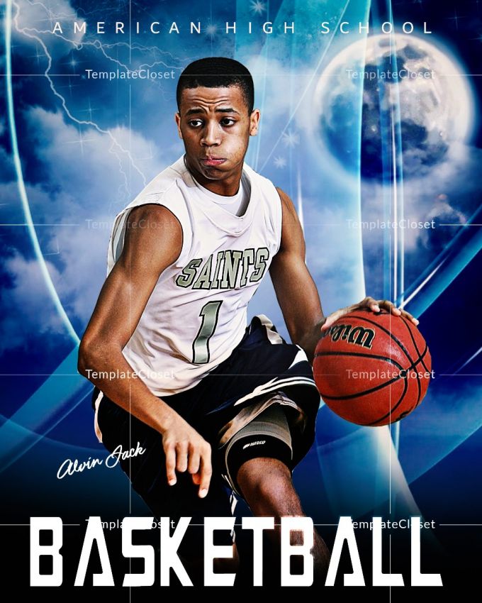 Template Closet - Sports Photoshop Template, Basketball Player Template