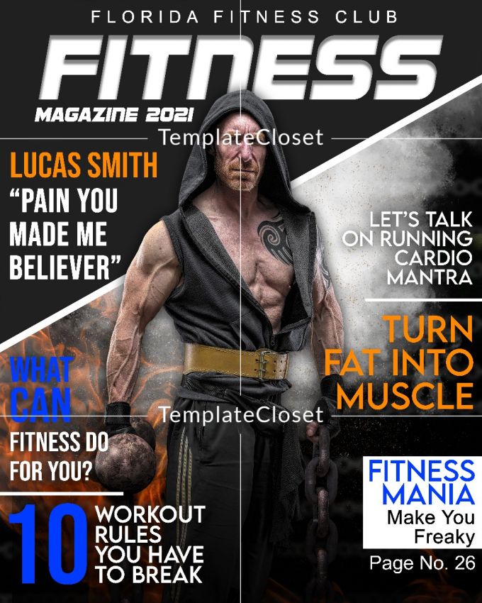 Fitness Magazine Cover Template Photography