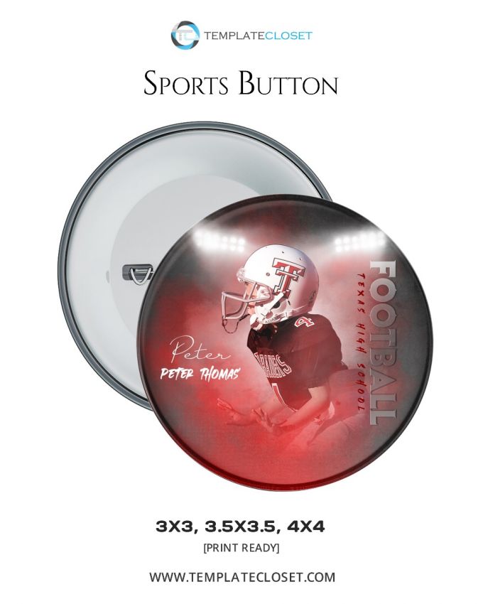 Football Photography Button, Sports Button,