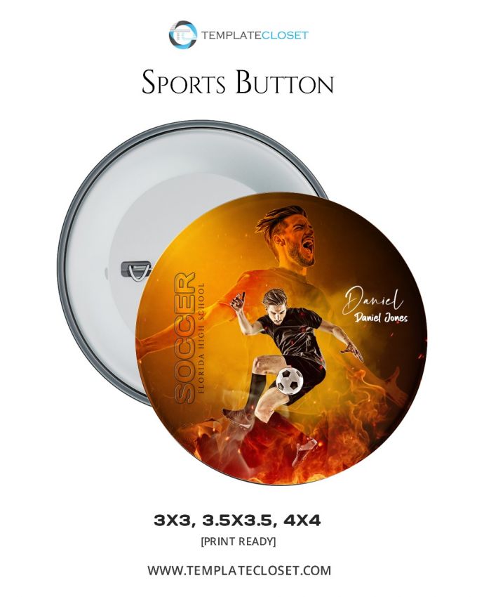 Soccer Photography Button, Sports Button,