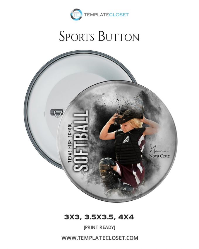 Softball Texas High School Button Template