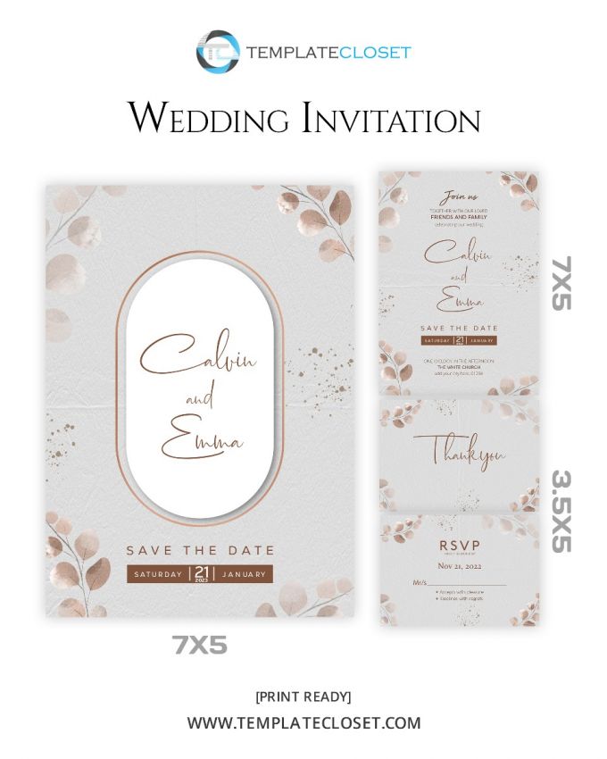 Customizable Digital Wedding Card Template