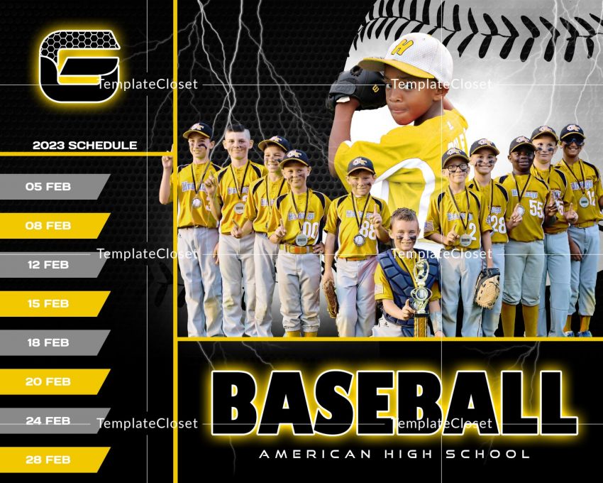 Baseball Schedule Card Photography Template
