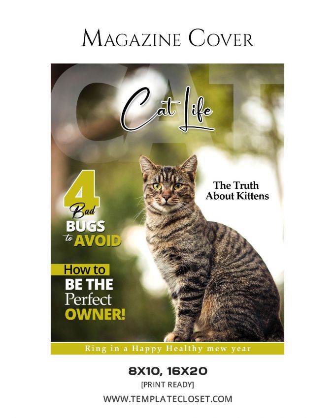 Cat Life Magazine Cover Template