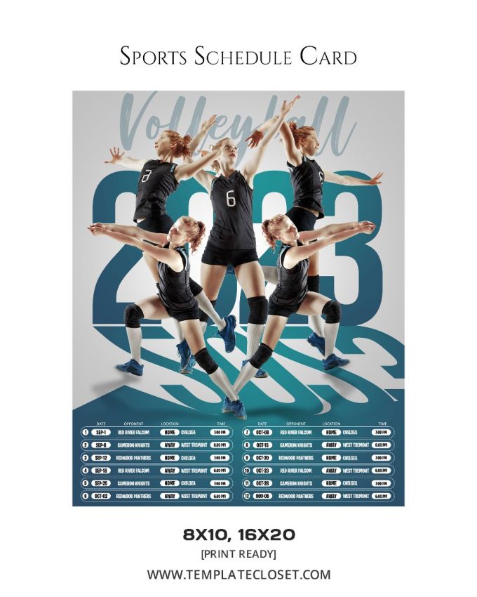 Volleyball Team Schedule Card