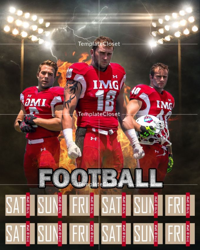 Football sports team Schedule Card Template