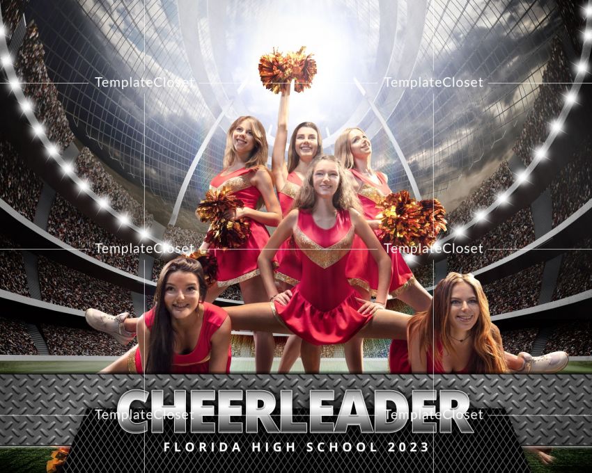 Cheerleader Team In Stadium Template