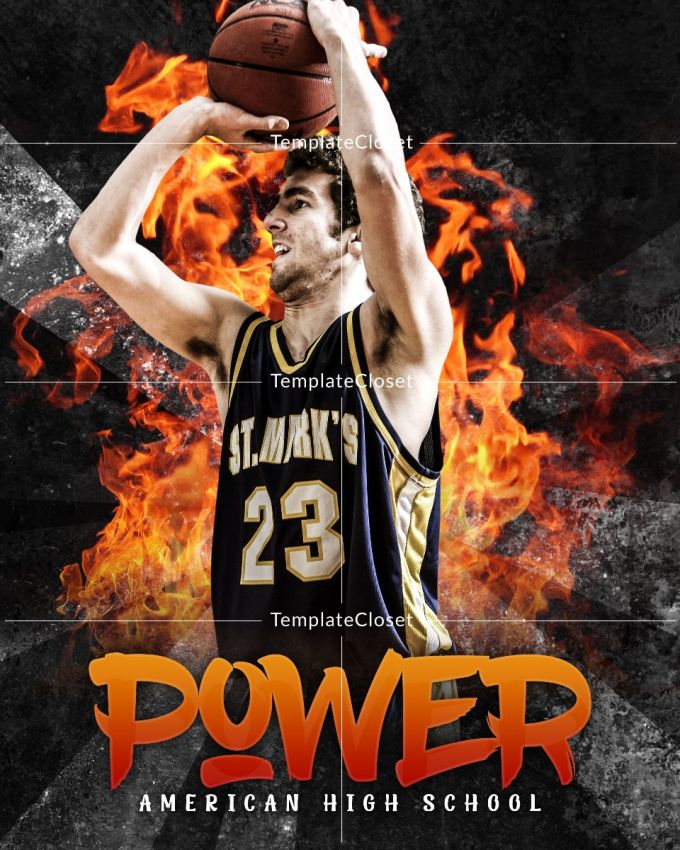 Basketball Fire Effect Print Ready Template
