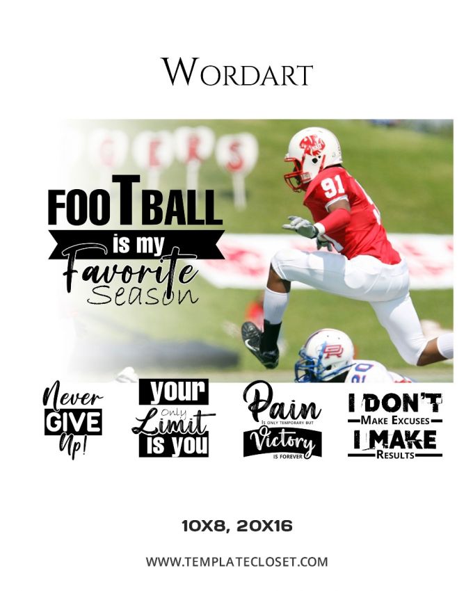 Football Word Art Photoshop Template