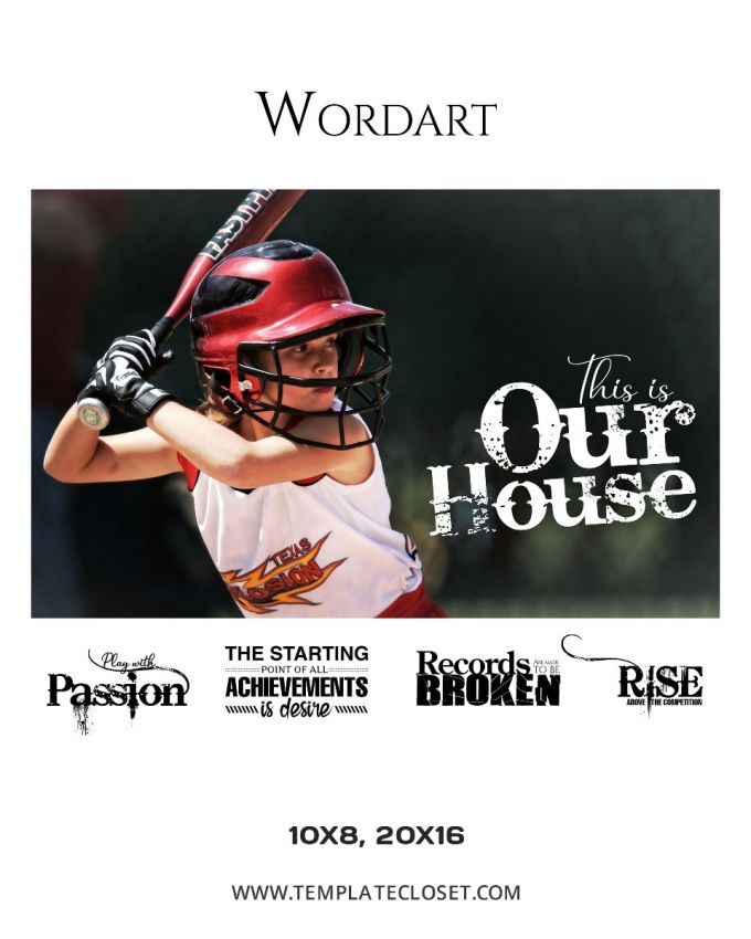 Baseball Word Art Photoshop Template