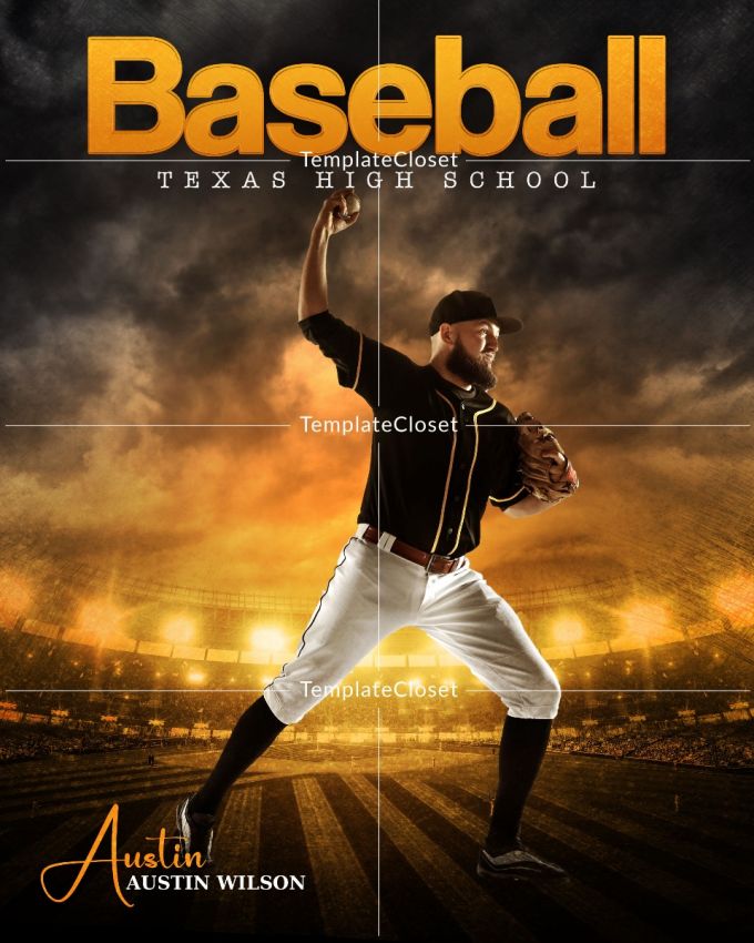 Baseball Light Effect Print Ready Digital Poster