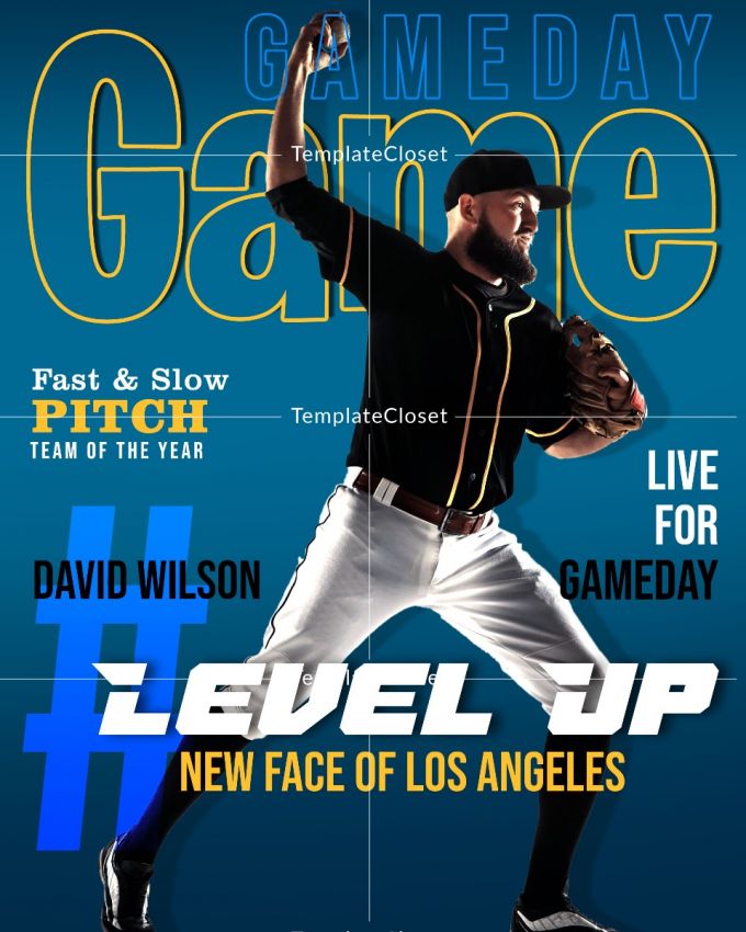 Baseball Sports Magazine Cover Template