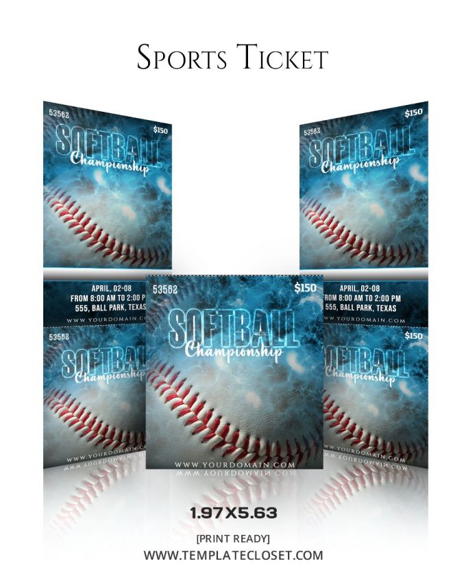 Softball Competition Print Ready Sports Ticket
