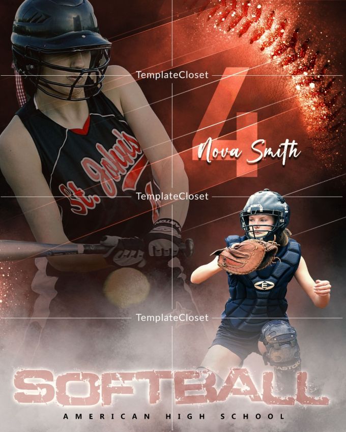 Softball Memory Mate Print Ready Sport Photoshop Template
