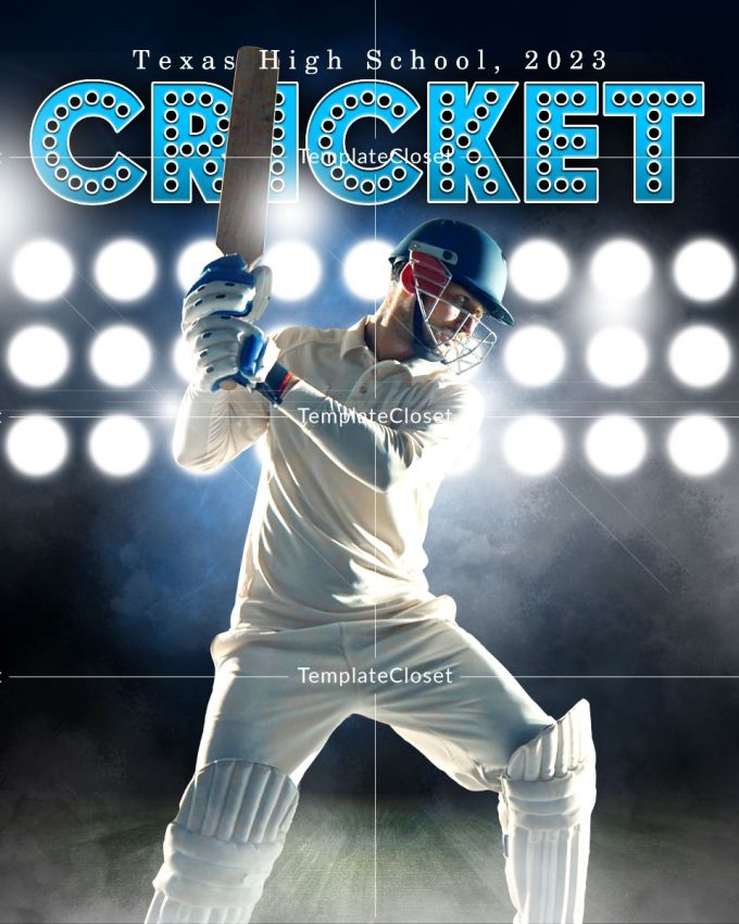 Cricket In Stadium With Light Effect Sport Template