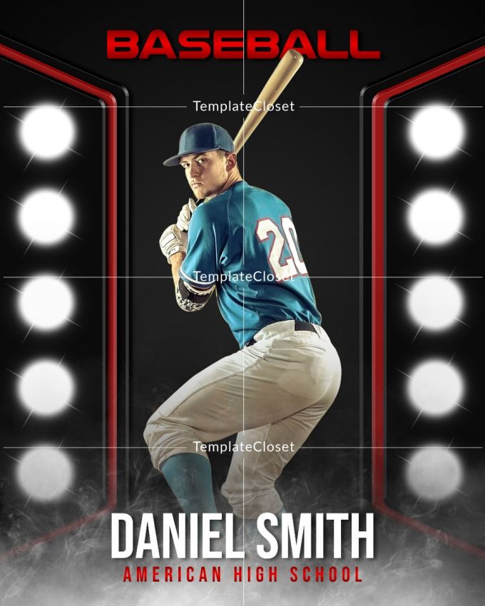 Baseball Team With Fire effect Photoshop Template