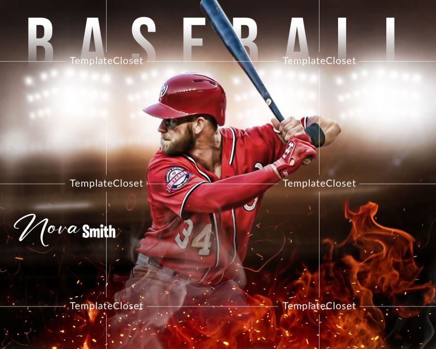 Baseball Fire Effect Photography Poster