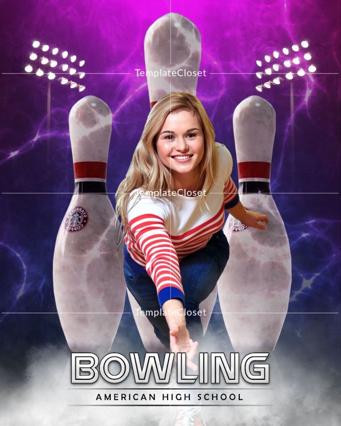 Bowling Fire Effect Senior Photoshop Template