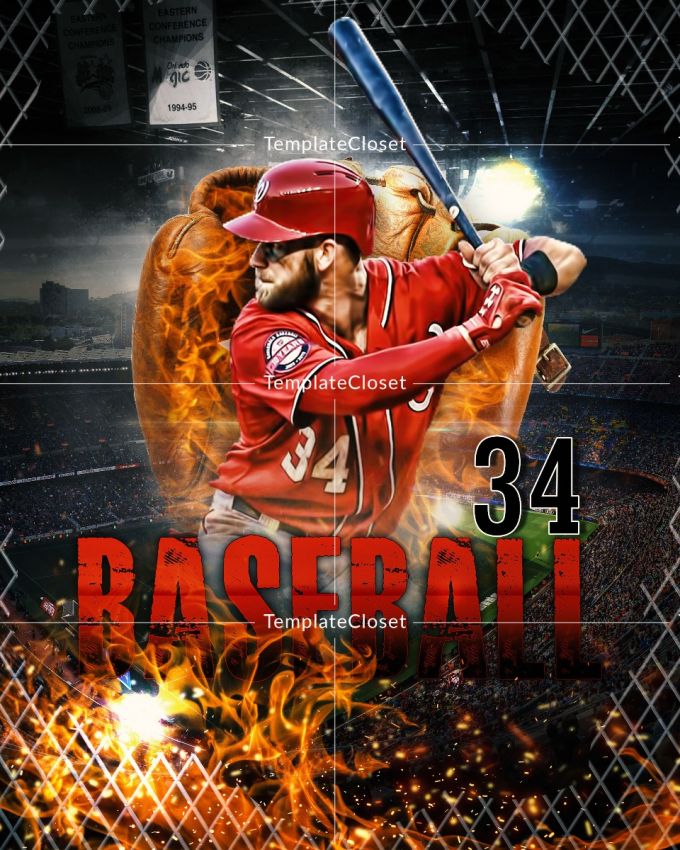 Baseball Light Effect Print Ready Digital Poster