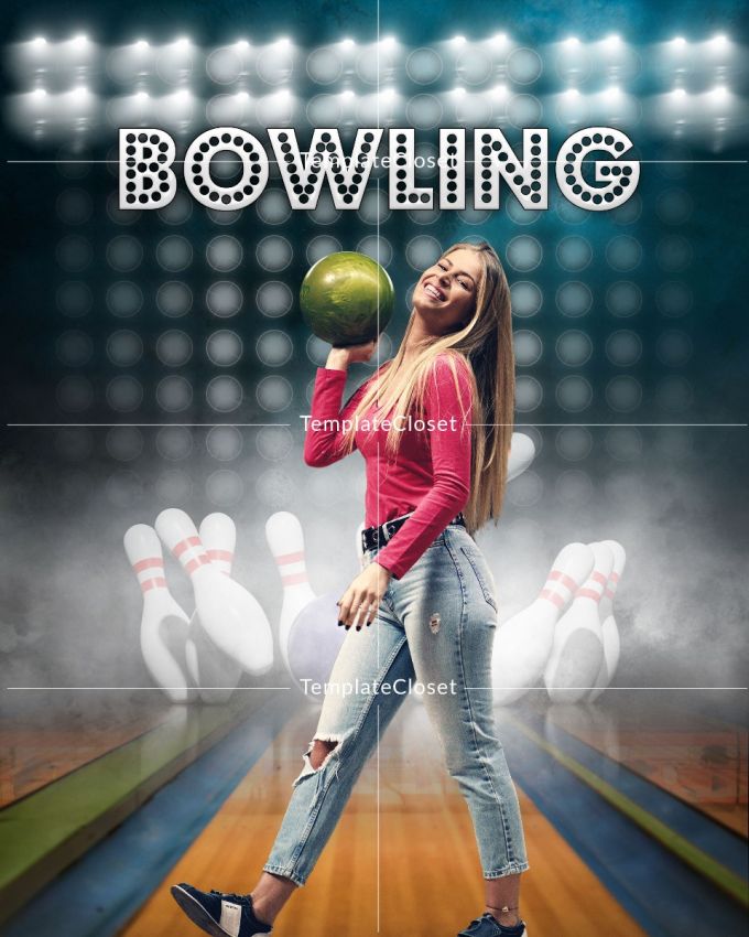 Bowling Fire Effect Senior Photoshop Template