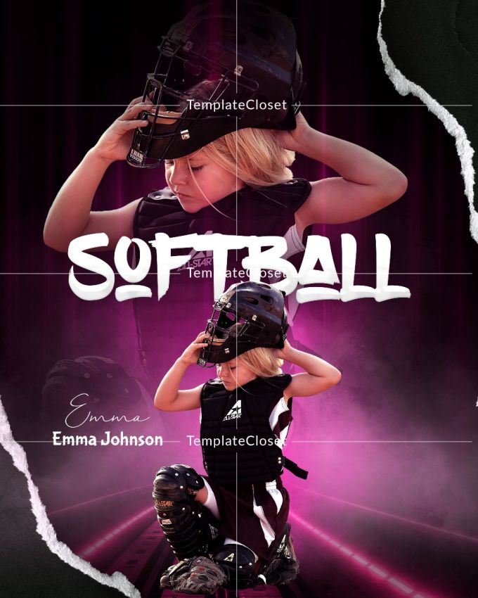 Softball - Customizable Sports Photoshop Template