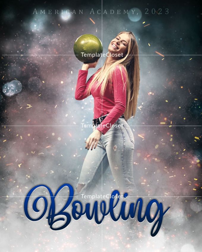 Bowling Fire Effect Senior Photoshop Template