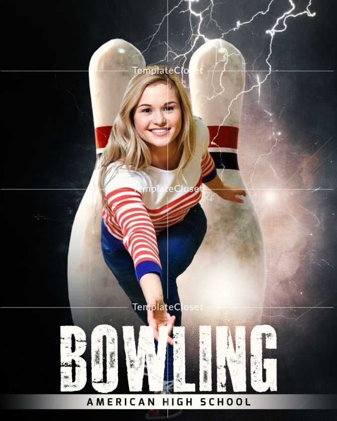 Bowling Fire Effect Senior Photoshop Template