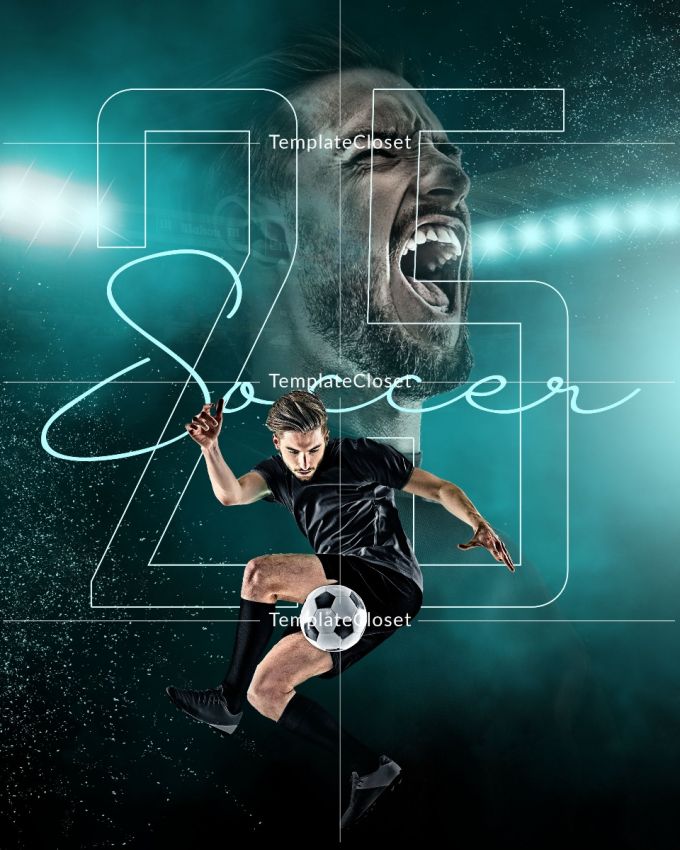 Soccer Memory Mate Customized Layered Photoshop Template