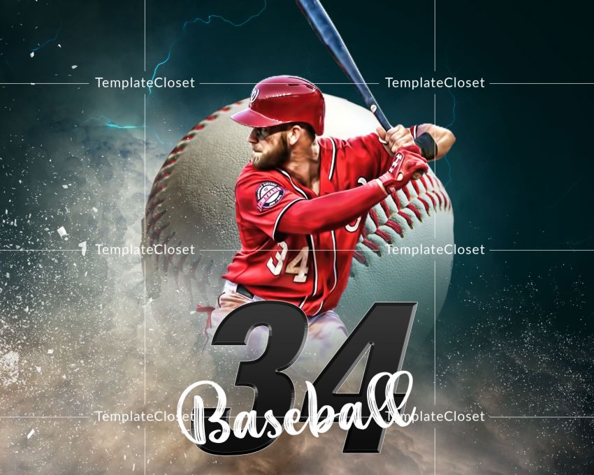 Baseball Lightening Power Sports Photography Poster
