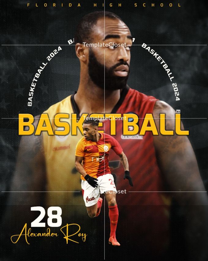 Basketball Print Ready Photoshop Layered Card