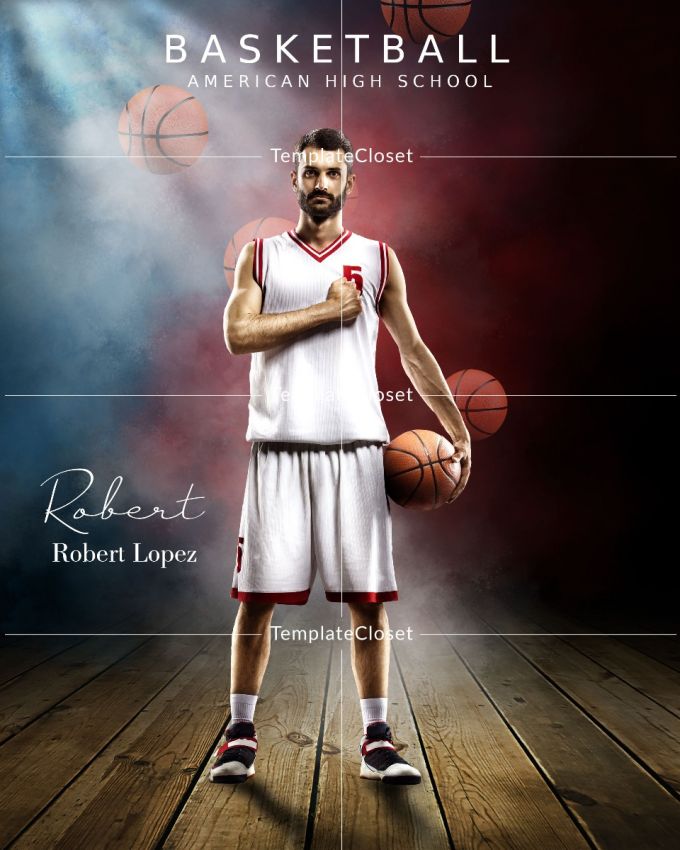 Basketball Print Ready Photoshop Layered Card