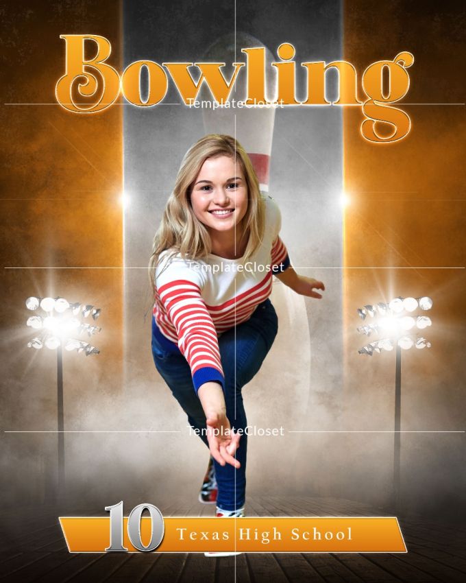 Bowling Fire Effect Senior Photoshop Template