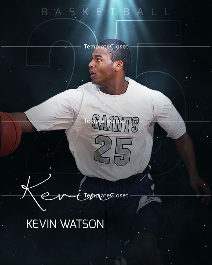 Basketball Print Ready Photoshop Layered Card