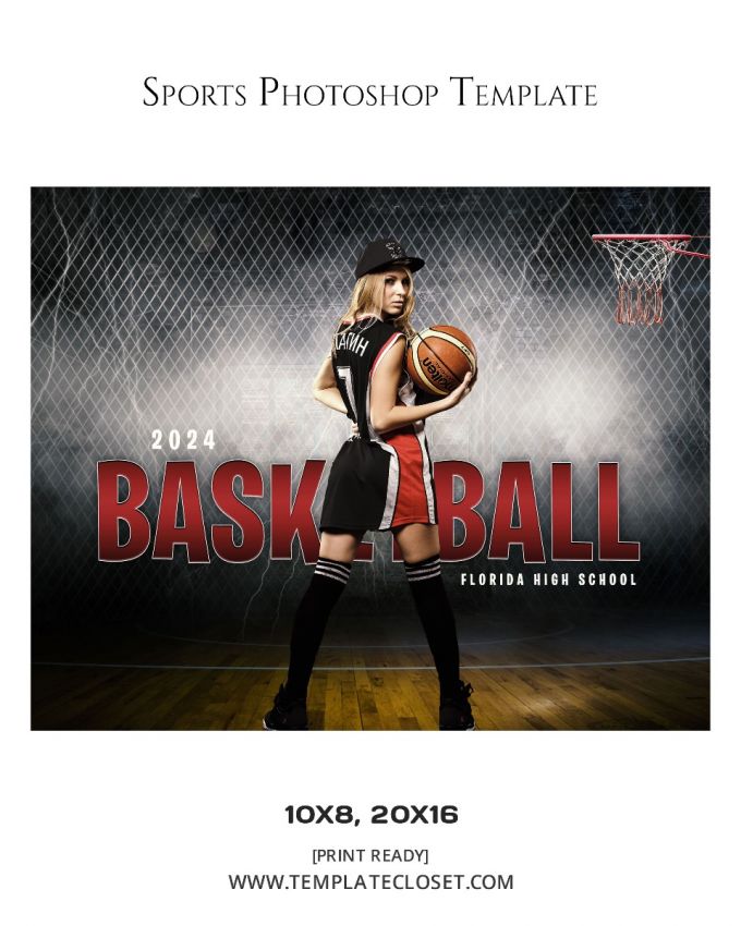 Basketball Print Ready Photoshop Layered Card