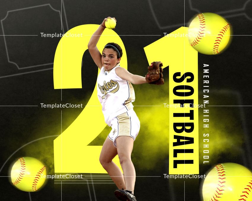Softball - Customizable Sports Photoshop Template