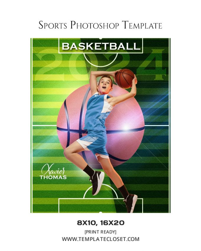 Basketball Print Ready Photoshop Layered Card