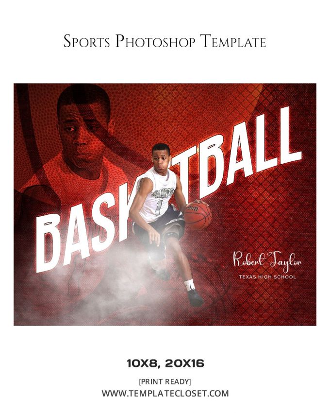 Basketball Print Ready Photoshop Layered Card