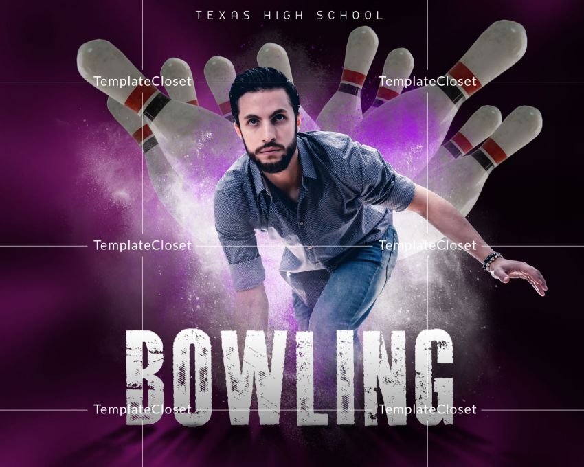 Bowling Fire Effect Senior Photoshop Template