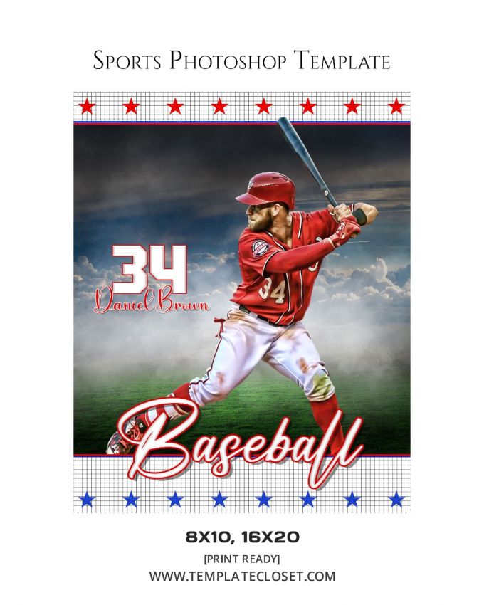 Baseball Memory Mate Photoshop Layered Template