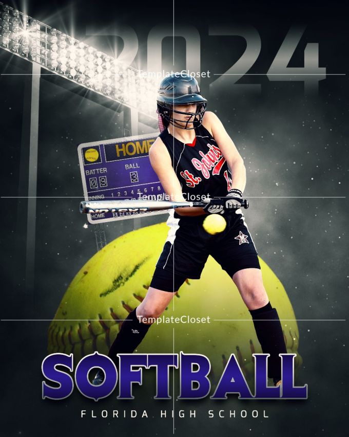 Softball - Customizable Sports Photoshop Template