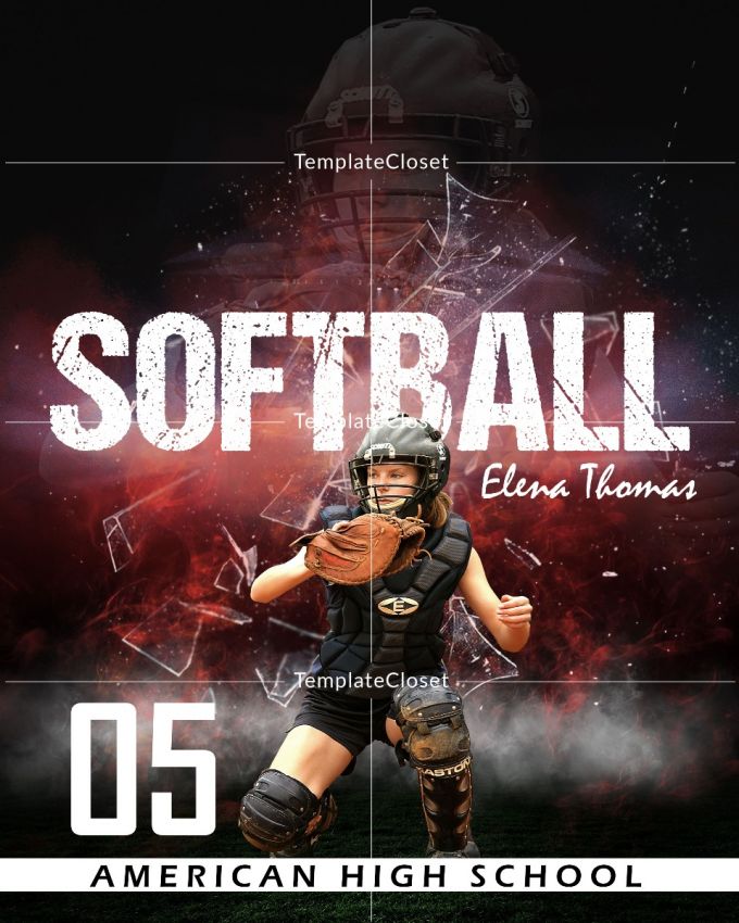 Softball - Customizable Sports Photoshop Template
