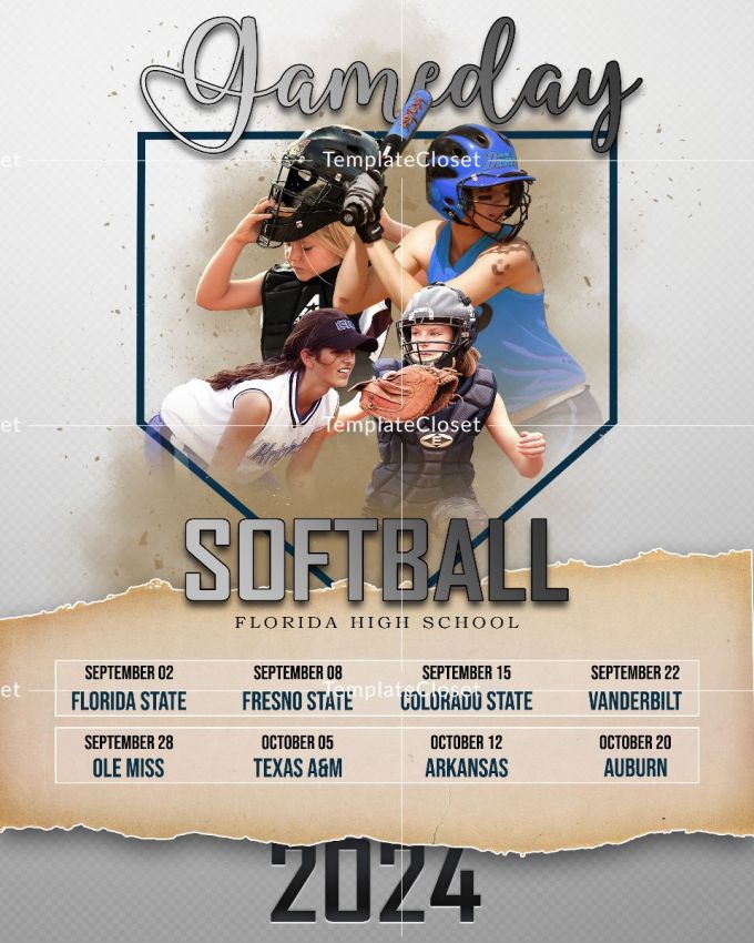 Softball - Customizable Sports Schedule Card