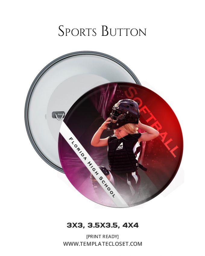 Softball - Customizable Sports Button