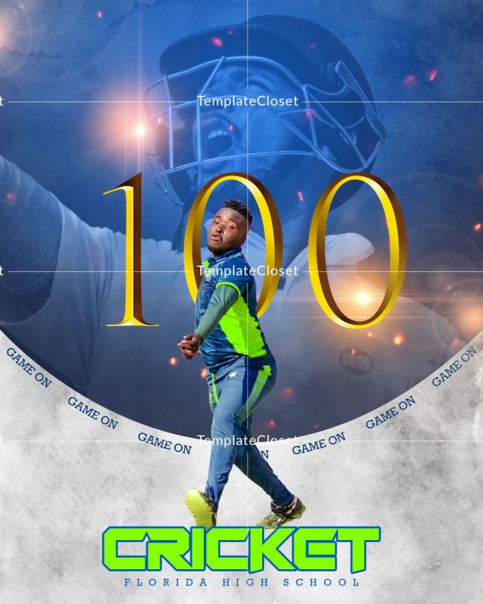 American Cricket Player Of The Year Photoshop Layered Template