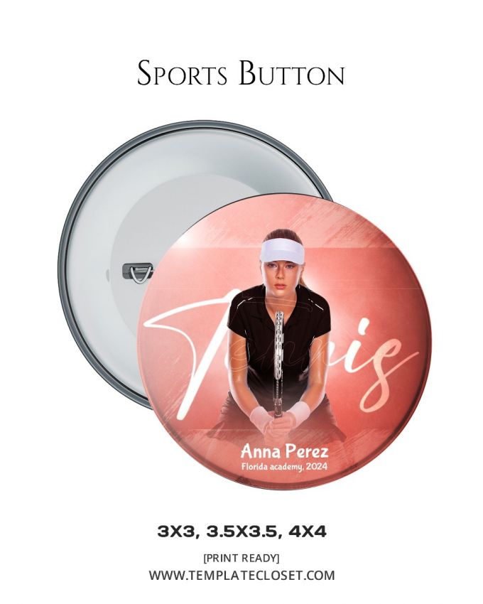 Tennis - Customizable Sports Button