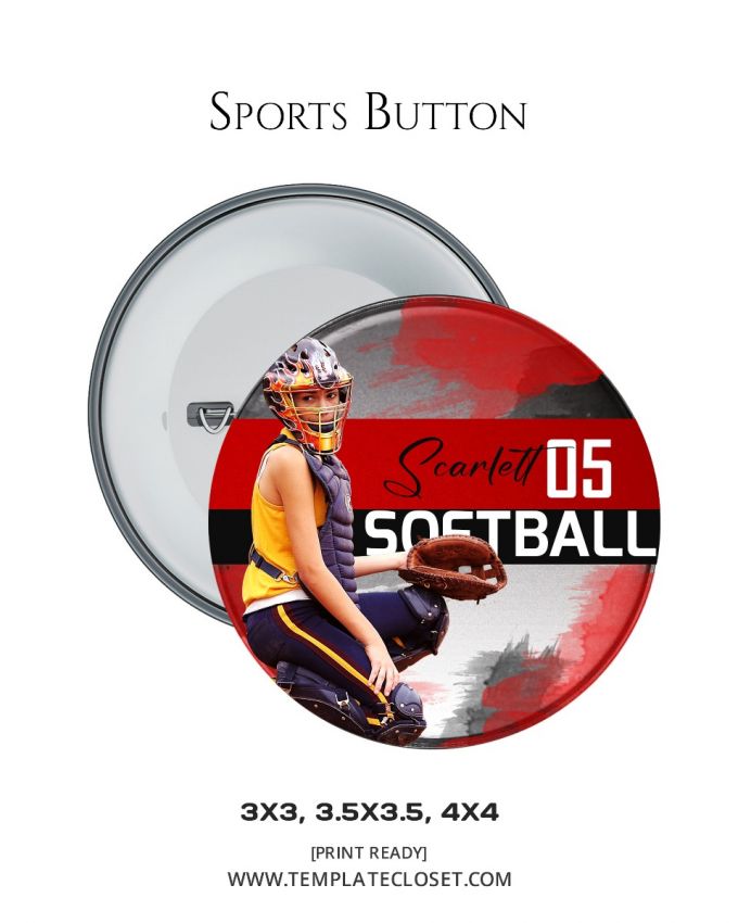 Softball - Customizable Sports Button