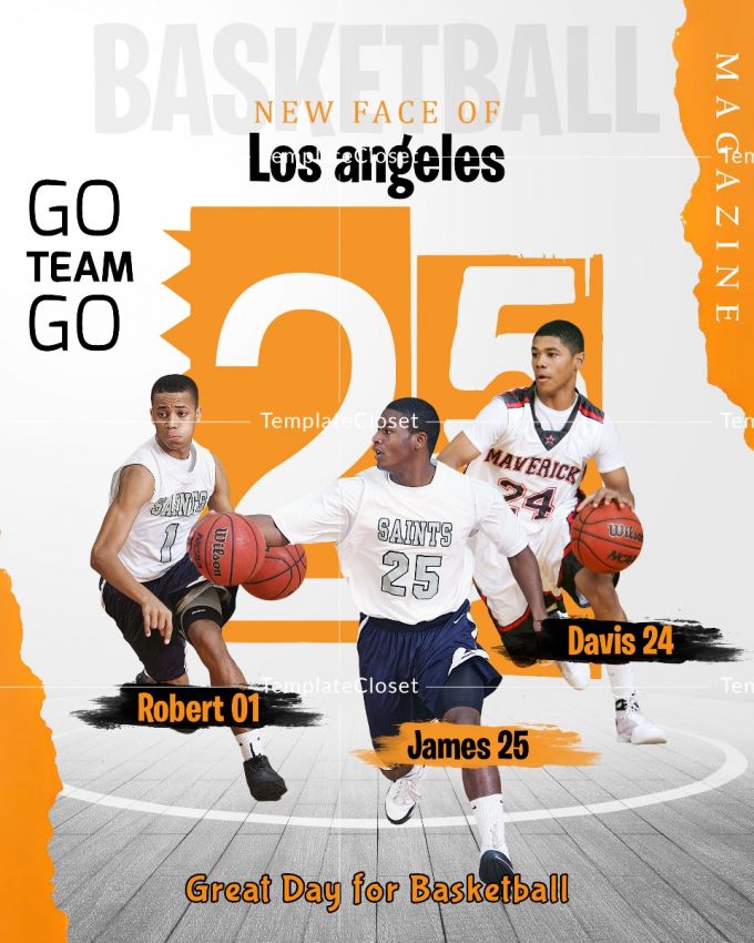 Basketball Print Ready Photoshop Layered Card