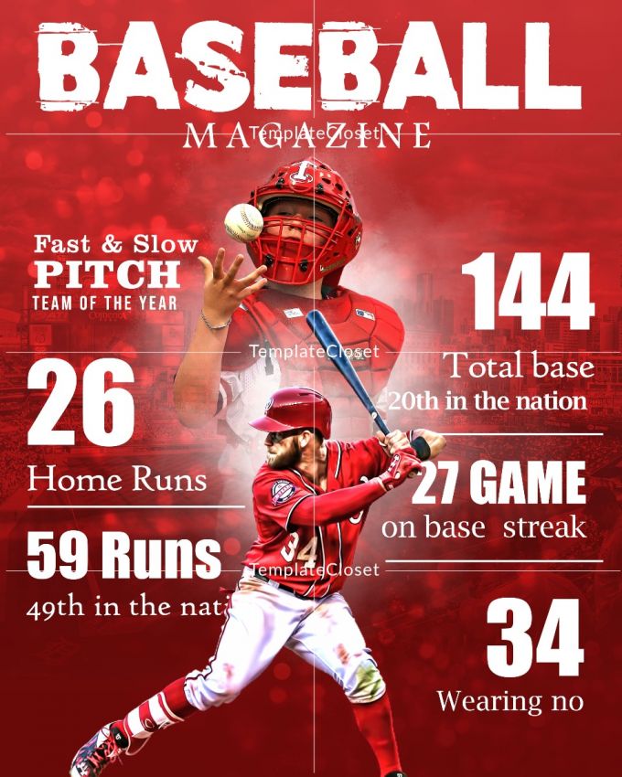 Baseball Sports Magazine Cover Template