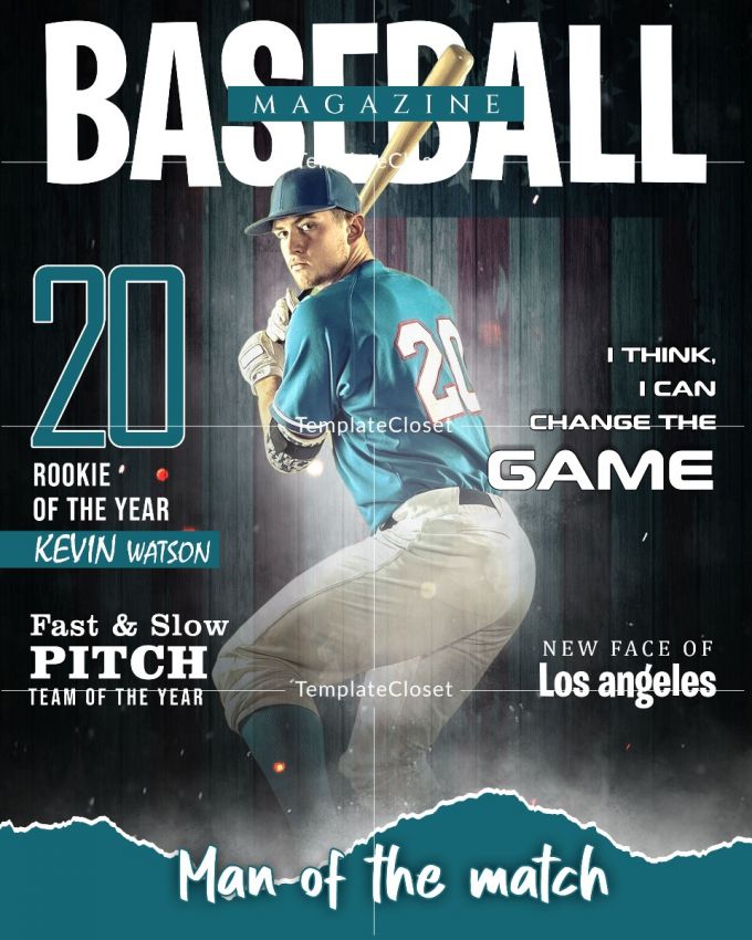 Baseball Sports Magazine Cover Template