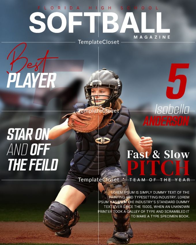 Fully Customized softball Magazine Cover